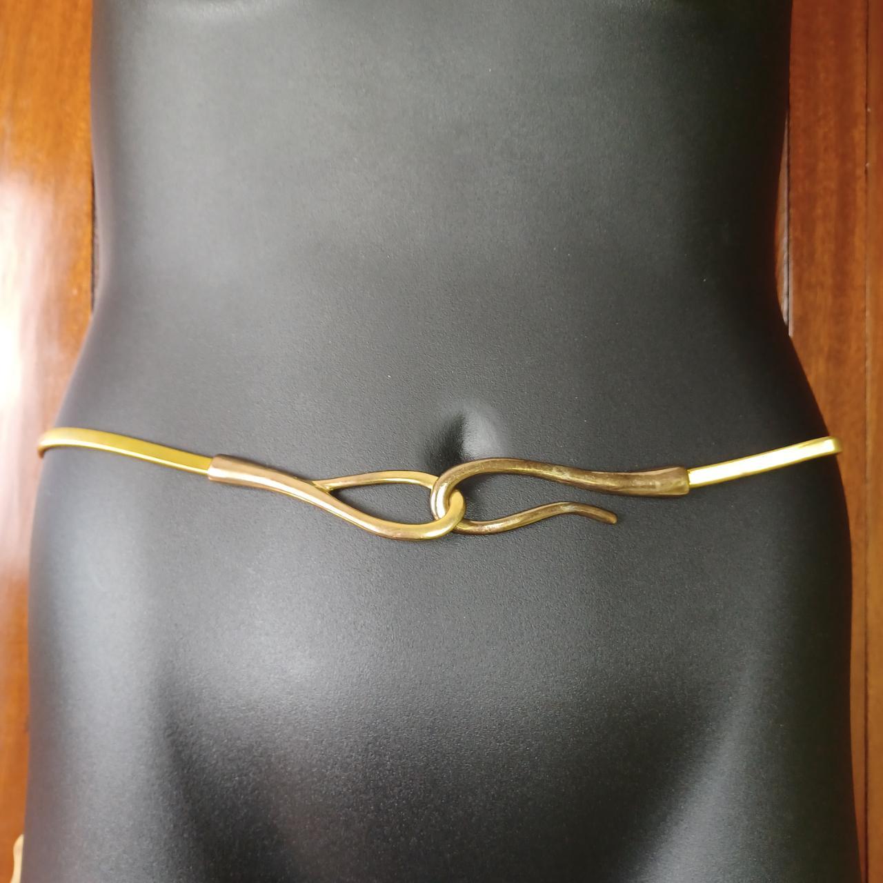 Volup Vintage Sleek & Stretchy Brass Coil Belt, 34”... - Depop