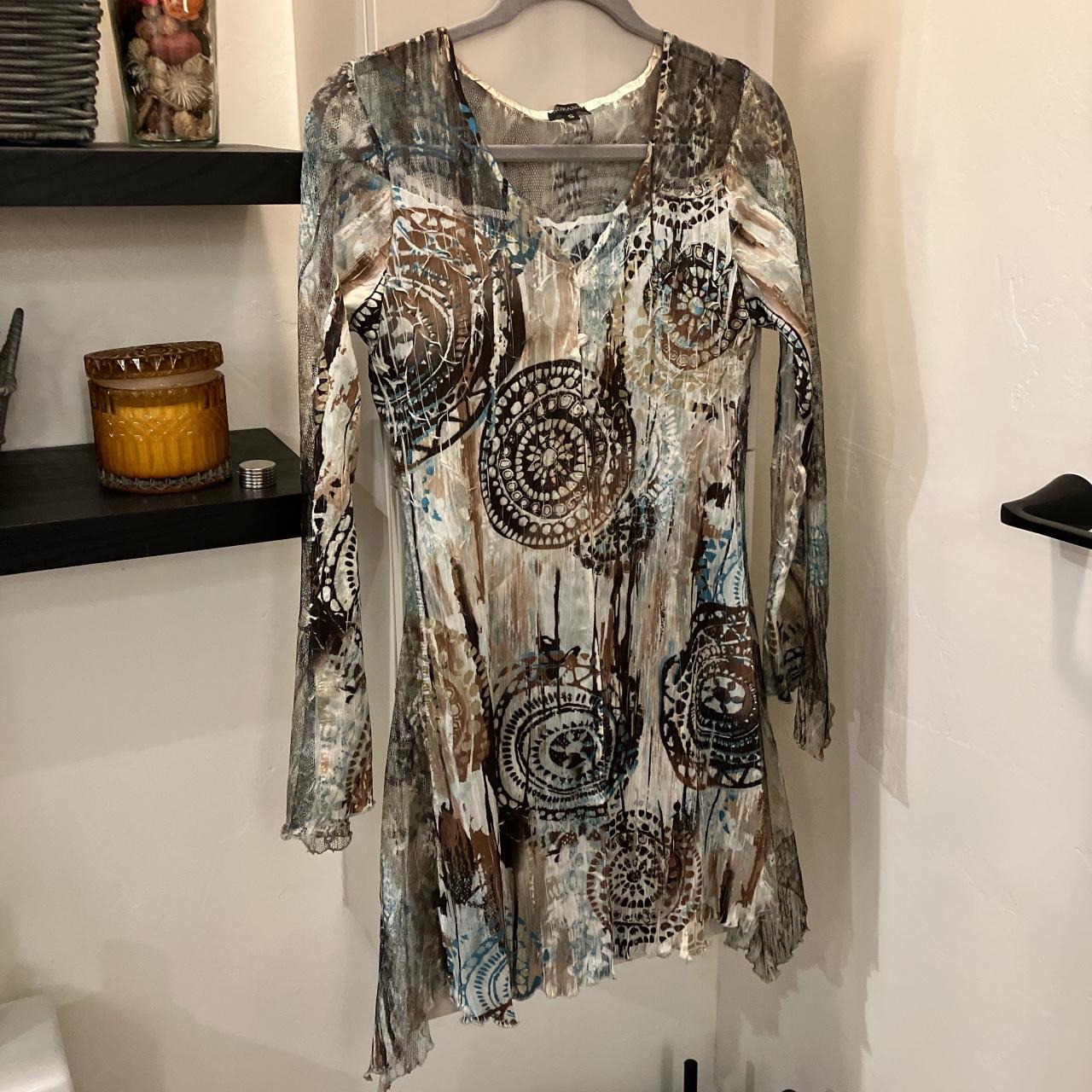 Boho Long Flowy Top with Lace Details - Size: S,... | Depop