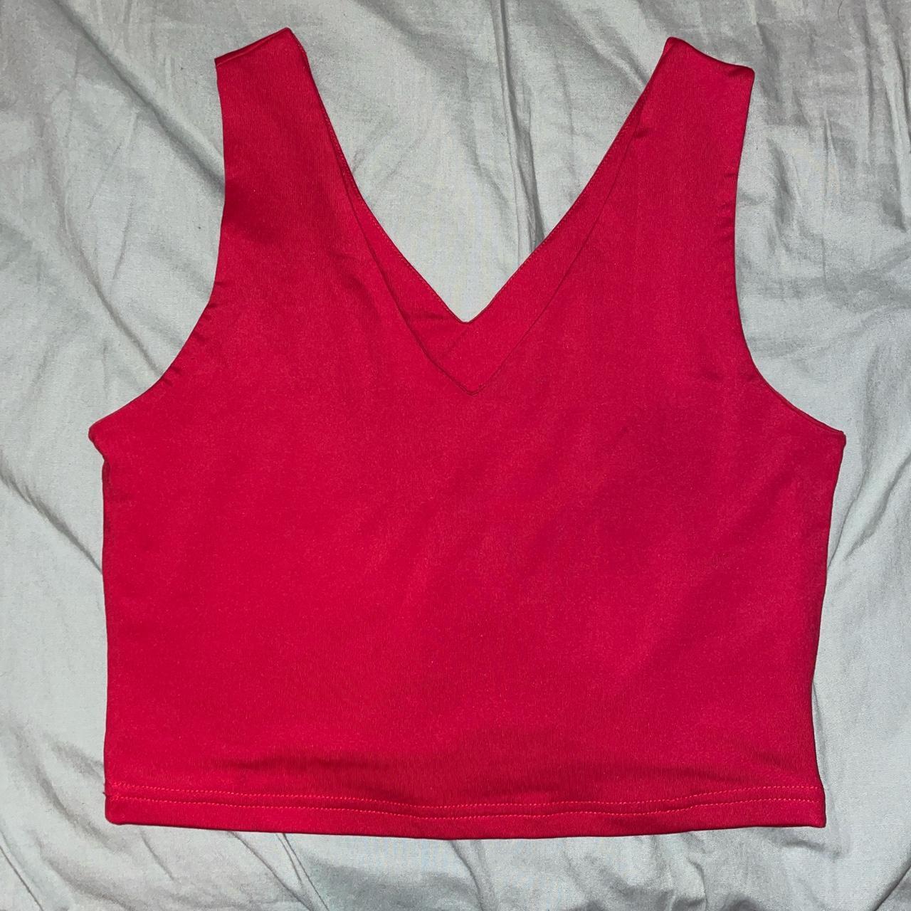 Shein Red V Neck Cropped Tank Only Worn To Try On Depop