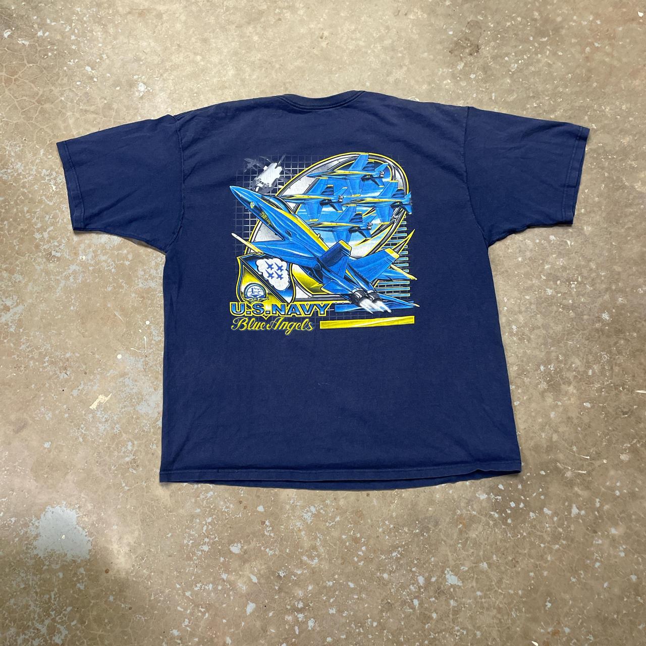 US navy blue angels tee Tag says 2XL 25 x 29.5... - Depop