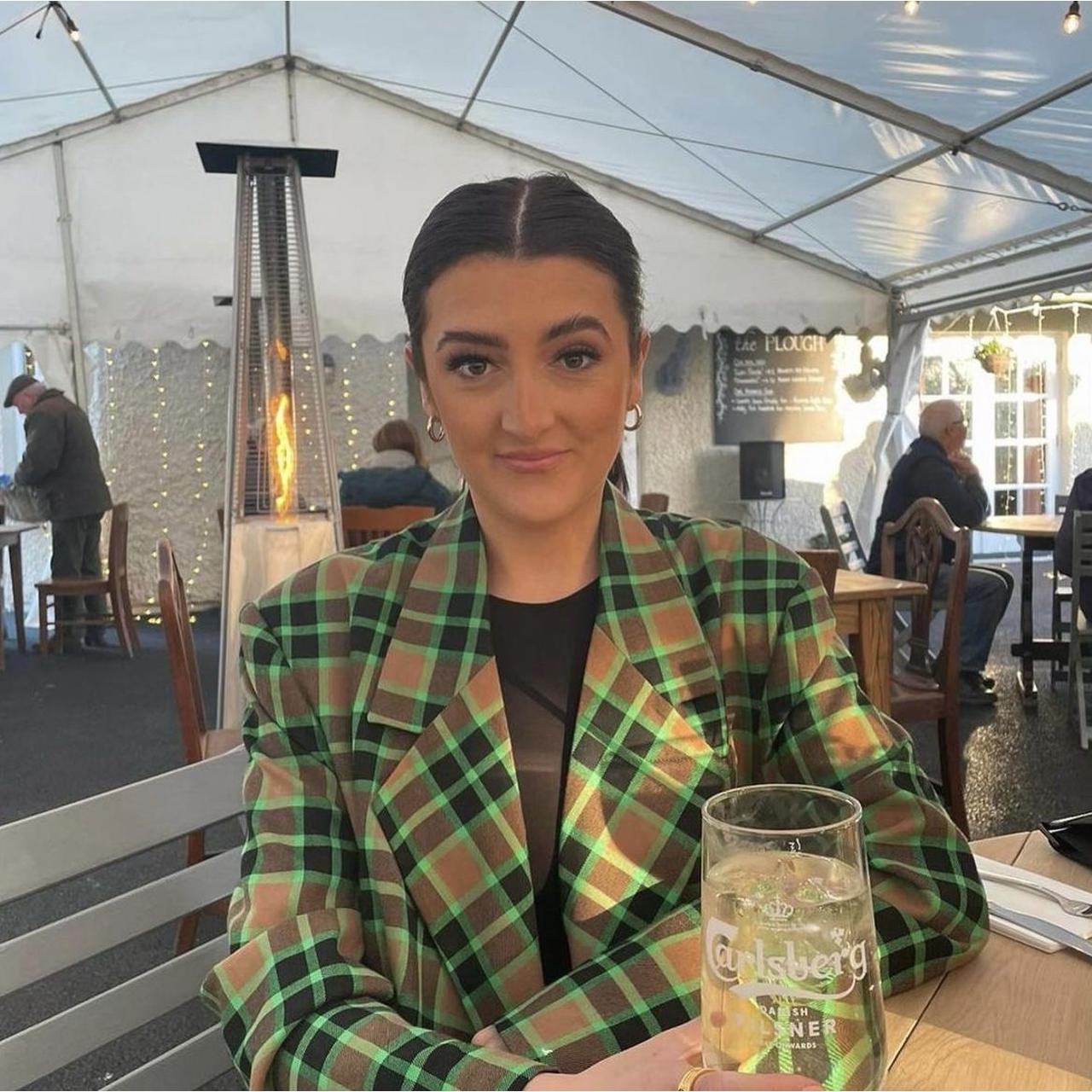 Collusion oversized green check blazer. Only worn... - Depop