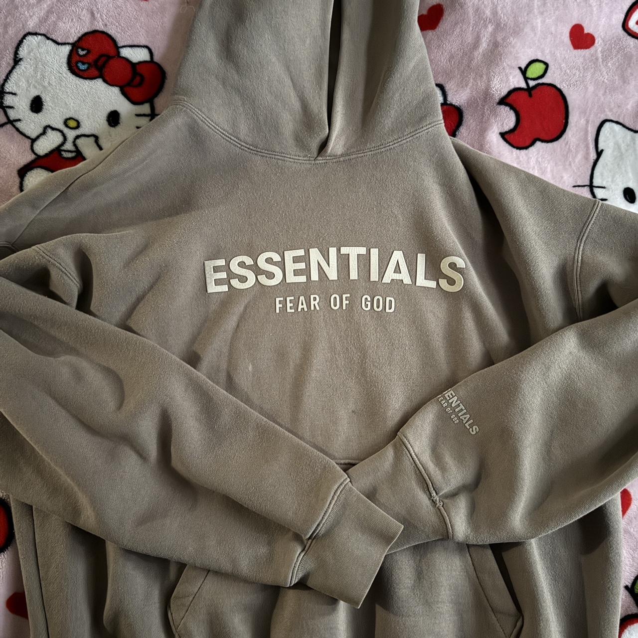 Essentials Brown Hoodie lightly used some bit of... | Depop