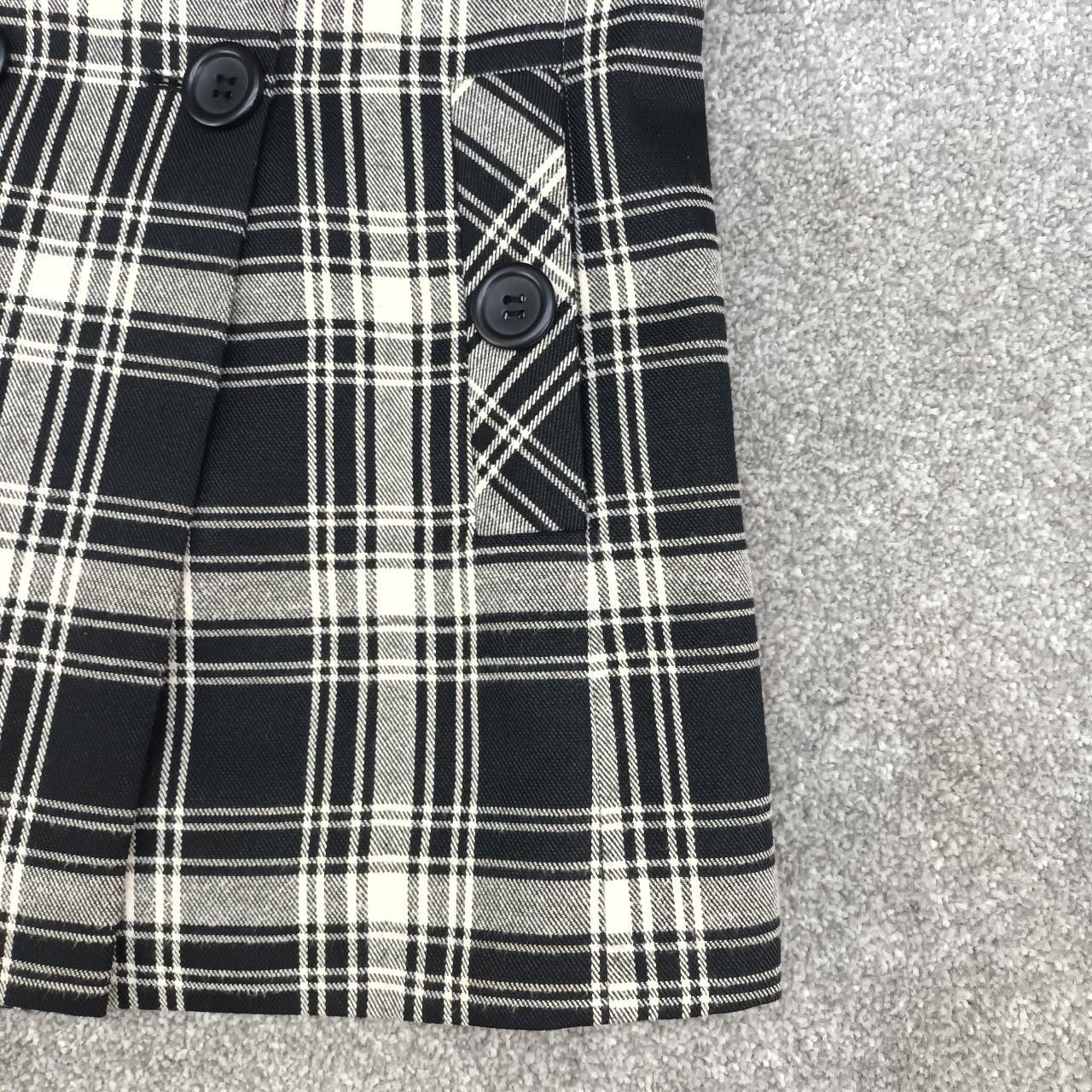 POMODORO BLACK CREAM CHECK JACKET BLAZER WRAP OVER... - Depop