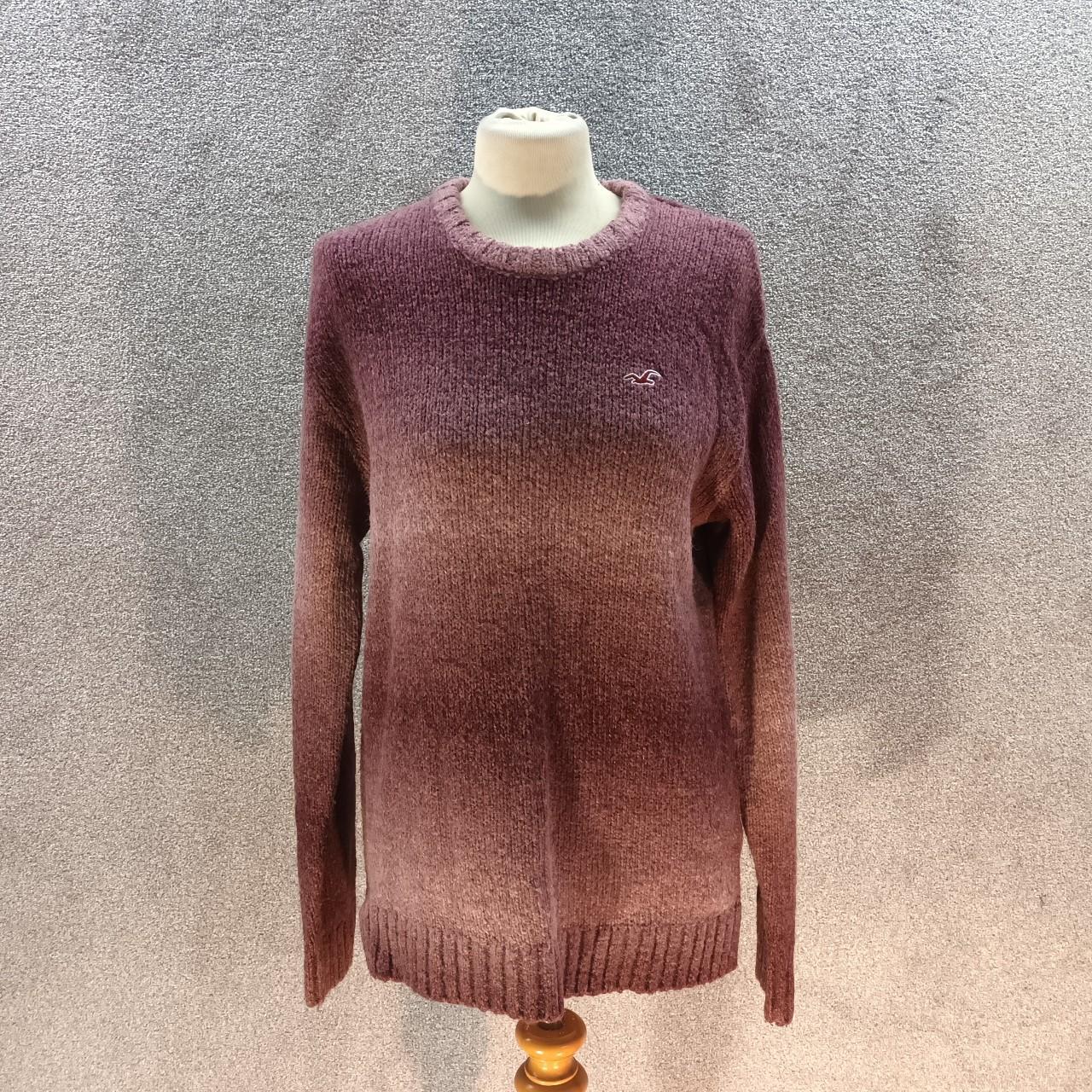 HOLLISTER BURGUNDY KNITTED JUMPER SWEATER WASHED... - Depop