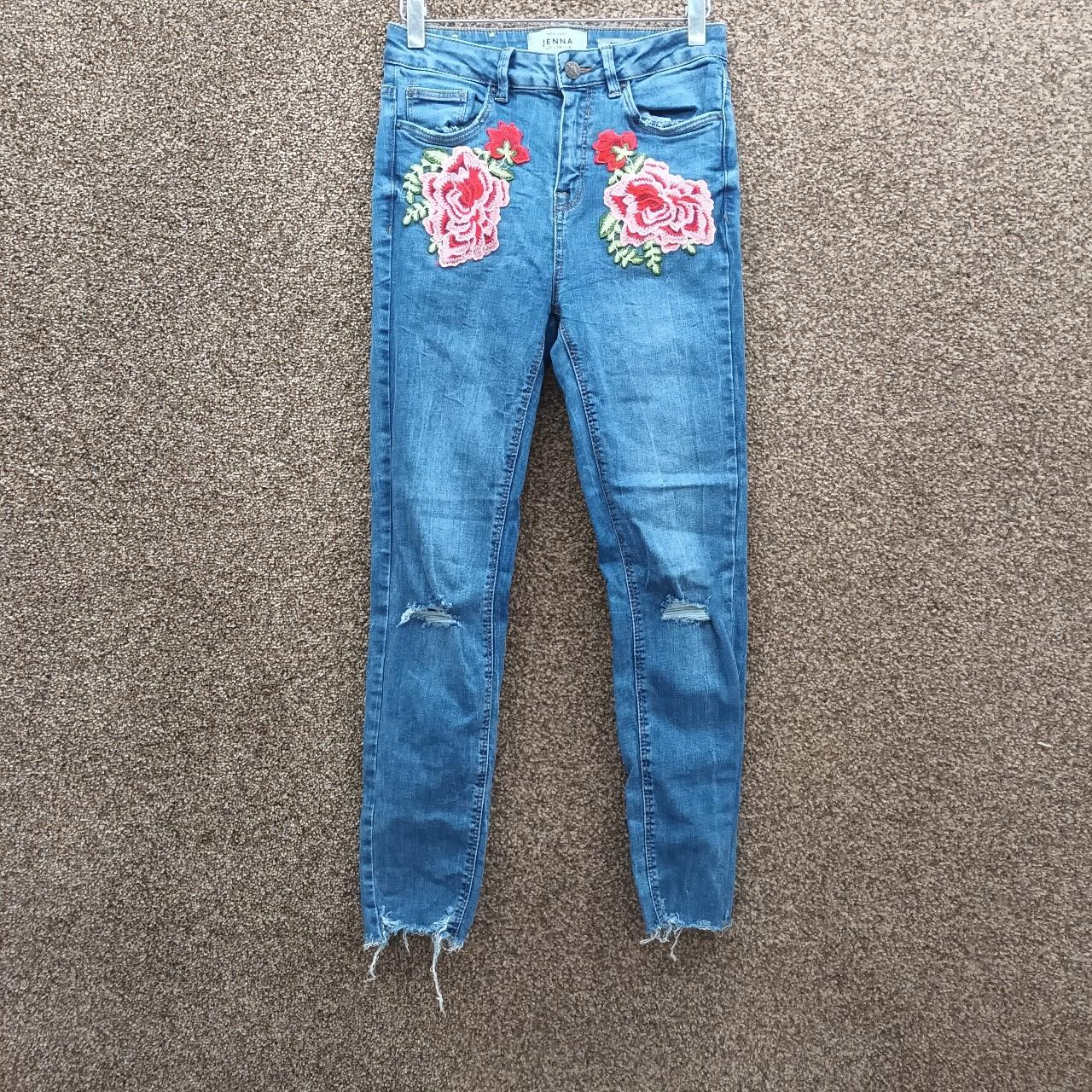 New Look Women's Blue and Red Jeans | Depop