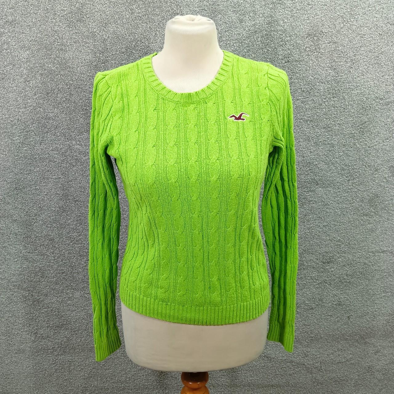 HOLLISTER GREEN CABLE KNIT JUMPER SWEATER KNITTED... - Depop