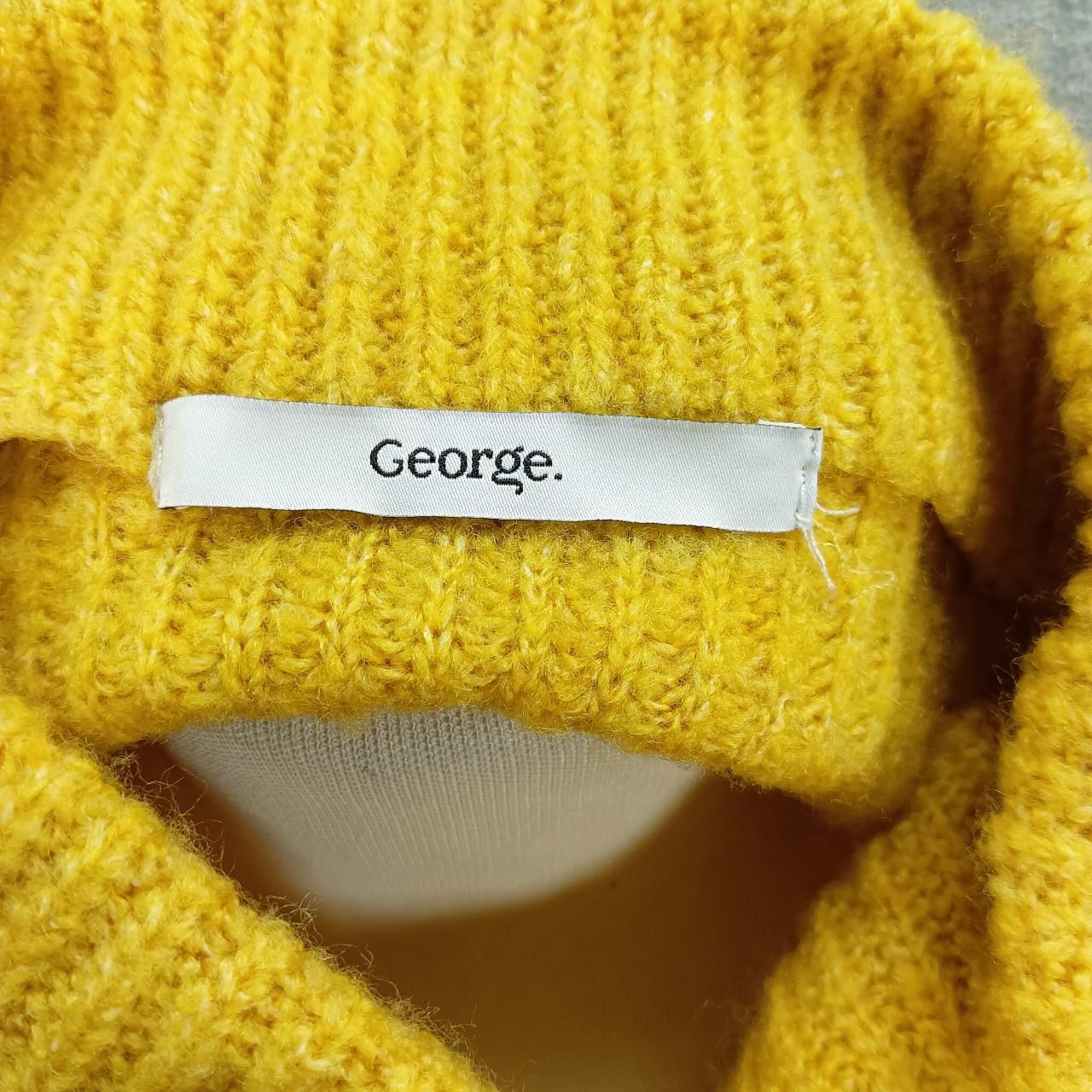 GEORGE YELLOW WHITE KNITTED JUMPER SOFT TURTLENECK... - Depop