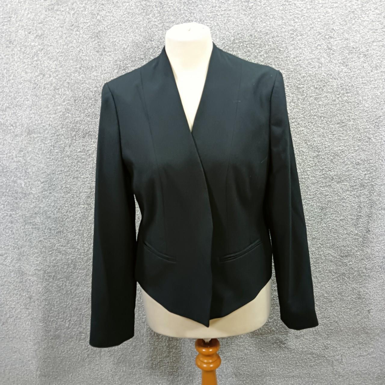 BHS BLACK WOVEN BLAZER JACKET CASUAL BUTTONLESS... - Depop