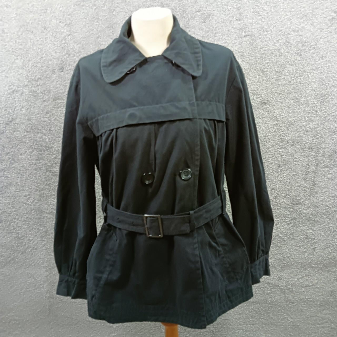 FRENCH CONNECTION BLACK PEA COAT WRAP FRONT TIE... - Depop