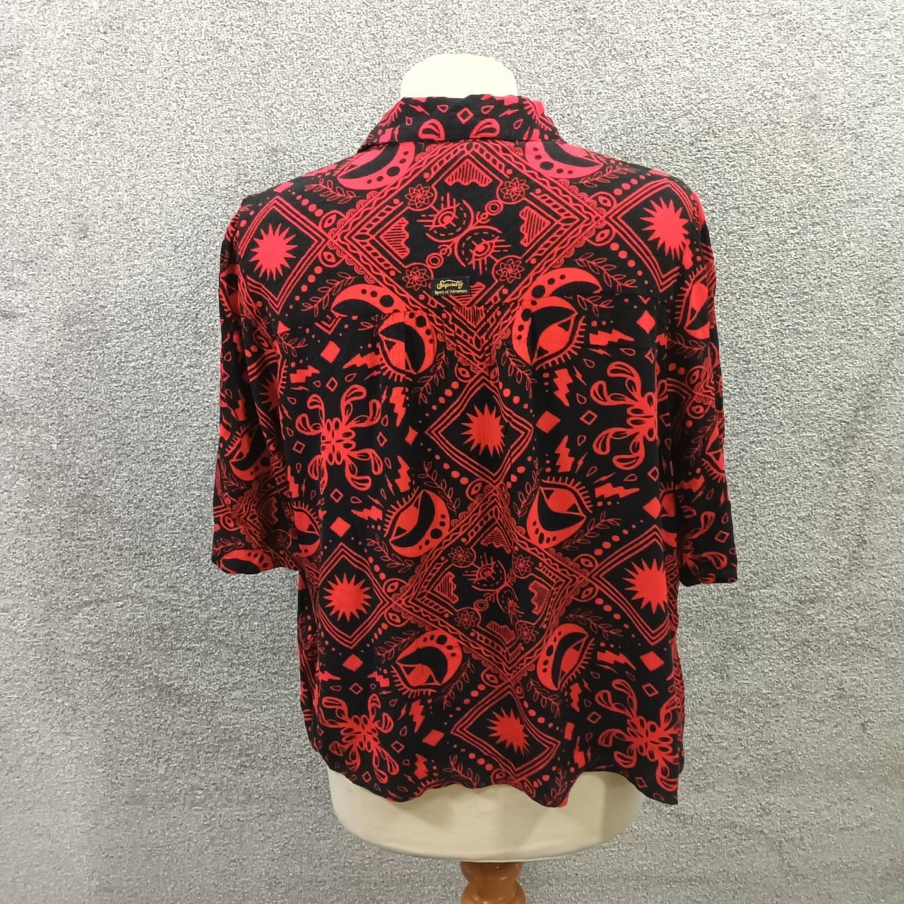 SUPERDRY BLACK RED PRINT SHIRT SHORT SLEEVE FLORAL... - Depop