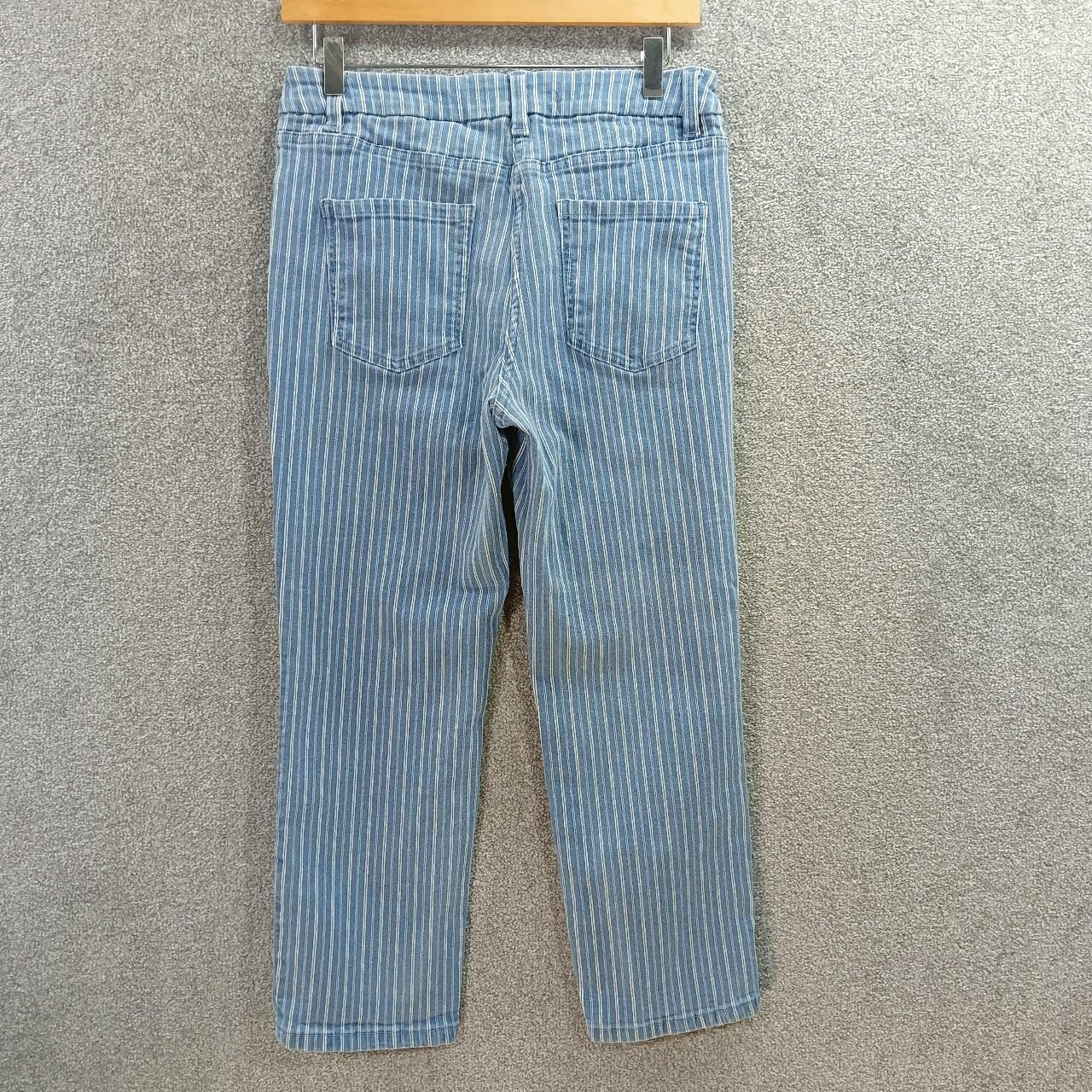 NEXT BLUE WHITE STRIPE CROP STRAIGHT JEANS DENIM MID... - Depop