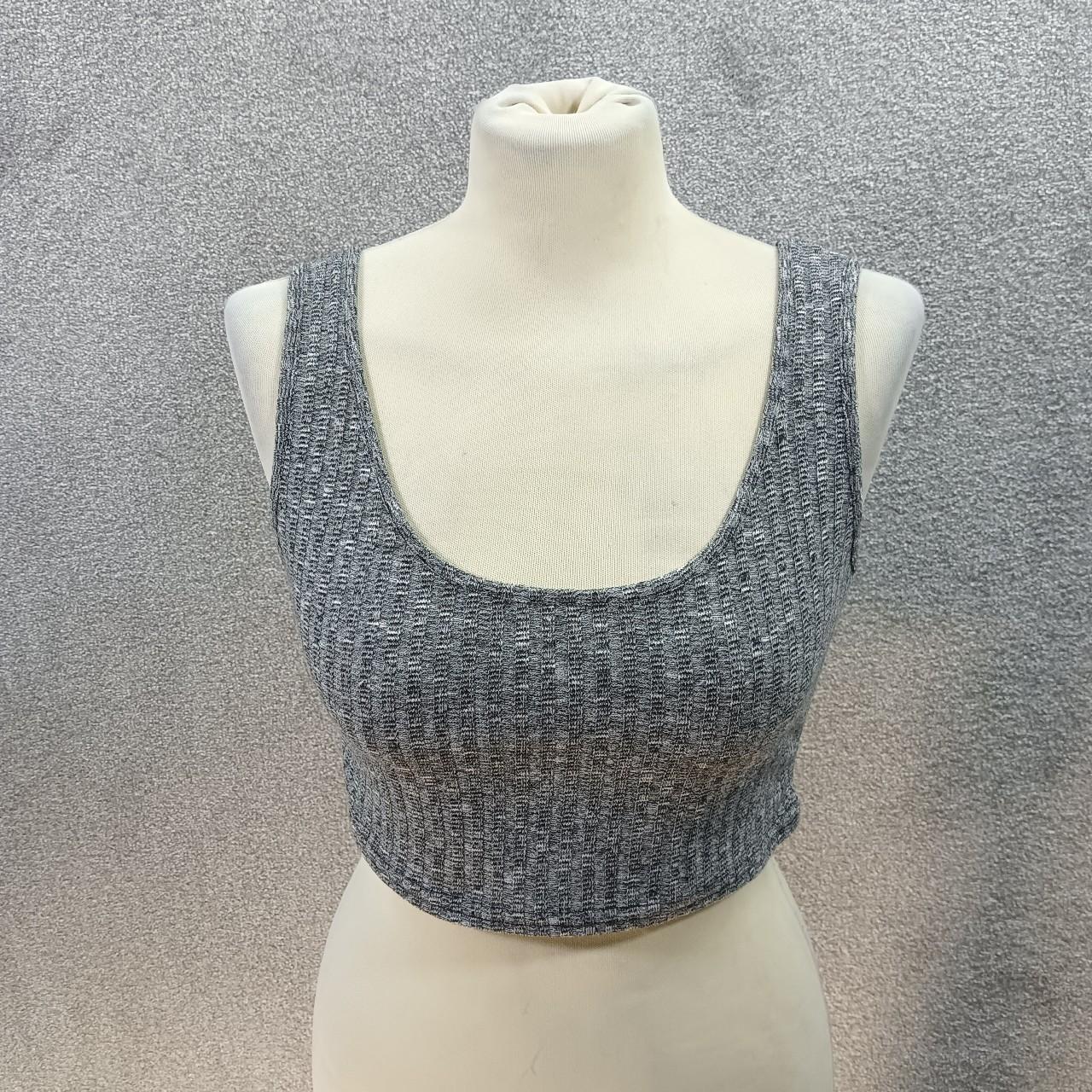 PLT GREY RIBBED TEXTURED CROP TOP VEST BRALET Y2K UK... | Depop