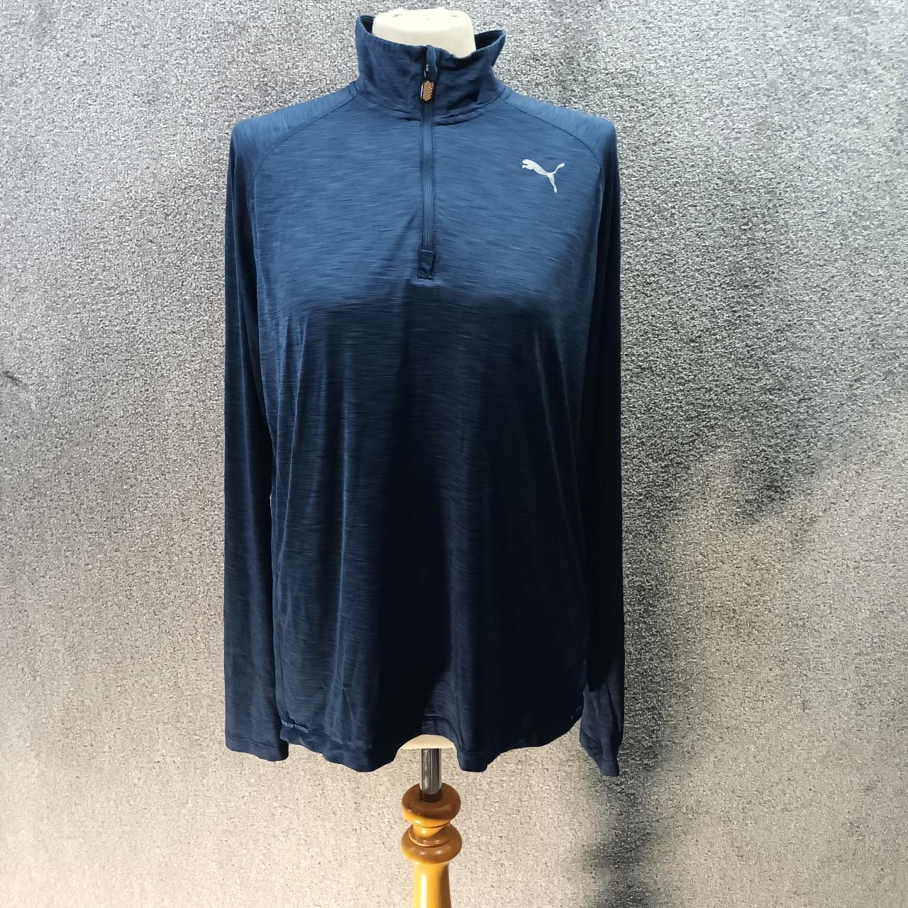 PUMA NAVY SPACE KNIT TRACKSUIT JACKET HALF SLEEVE... - Depop
