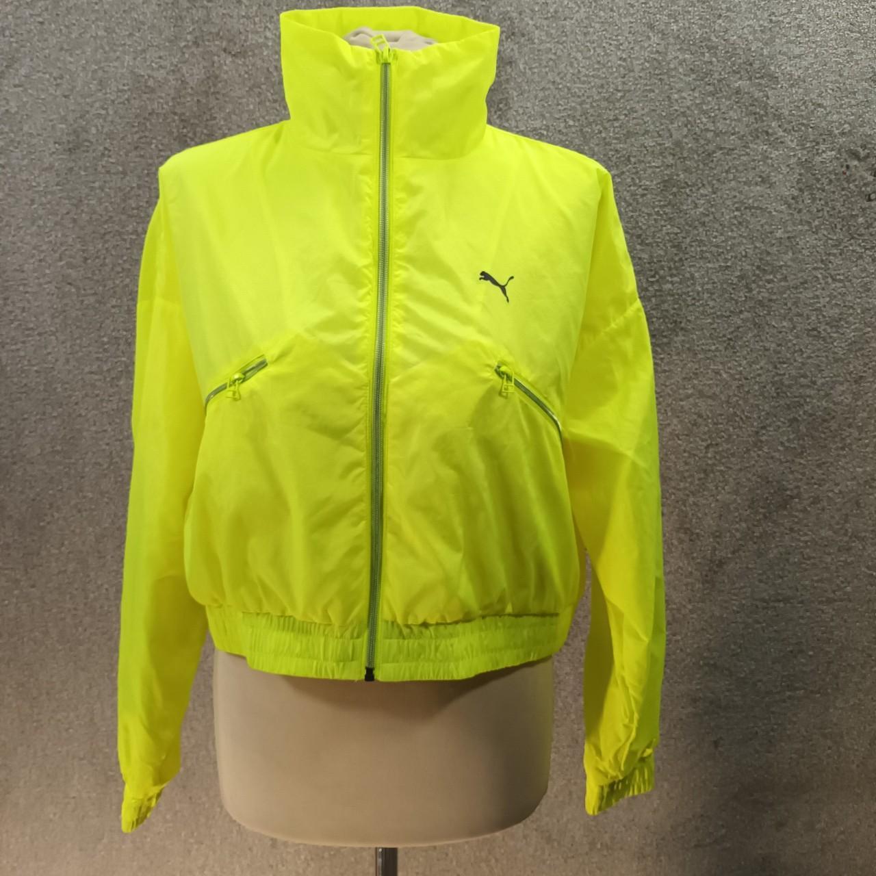 PUMA NEON GREEN SHELL JACKET CROPPED ZIP UP TRACK... - Depop