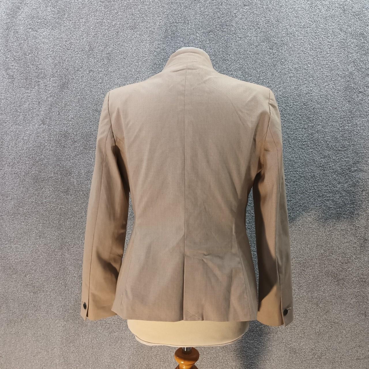 ZARA TAN BLAZER JACKET ONE BUTTON TEXTURED SATIN... - Depop