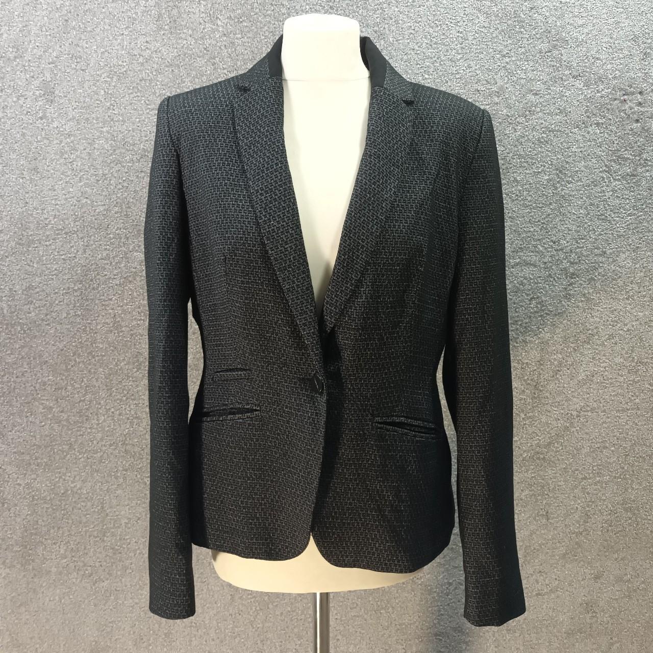 NEXT GREY TEXTURED BLAZER JACKET TAILORING KNIT... - Depop