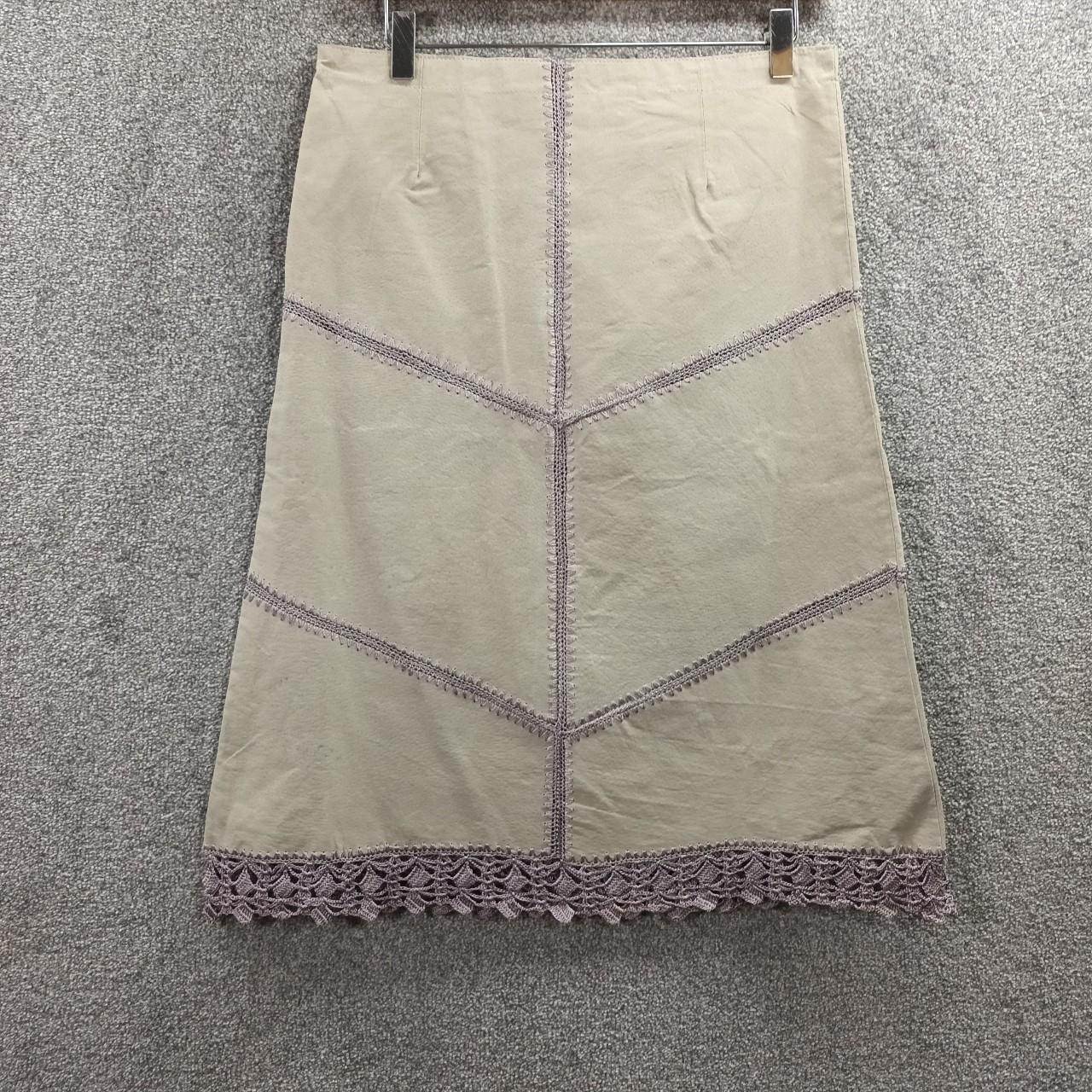YAHOO AMERICAN MIDI SKIRT CREAM FAUX LEATHER LILAC... - Depop