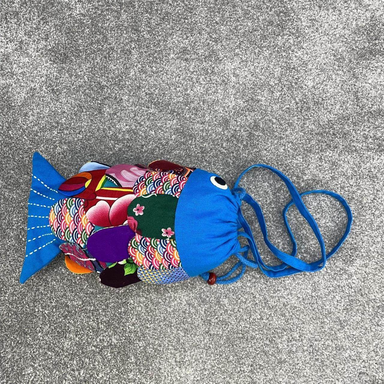 BLUE FISH HANDBAG PATCHWORK FINS SHOULDER BAG... - Depop