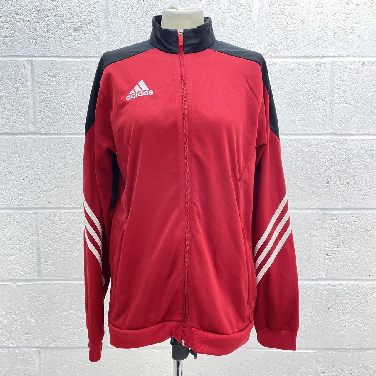 ADIDAS RED BLACK WINDBREAKER JACKET Y2K TRACKSUIT... - Depop
