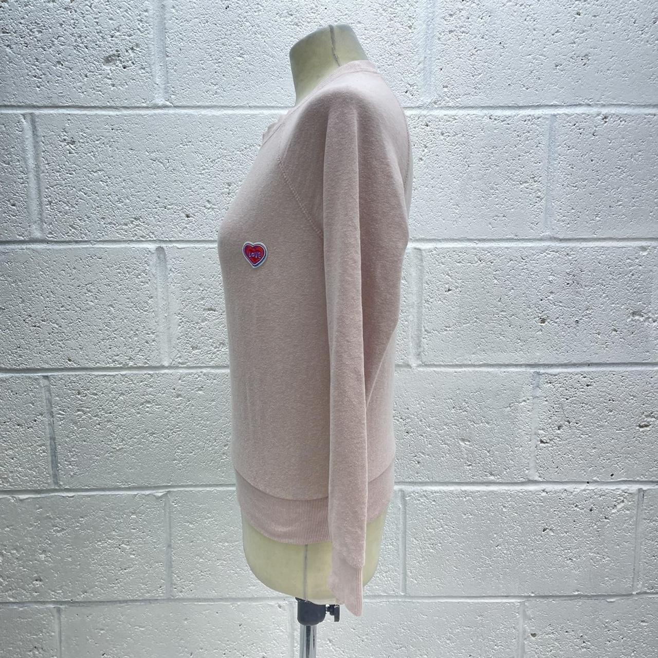 H&M PINK LIGHTWEIGHT SWEATSHIRT JUMPER LOVEHEART... - Depop