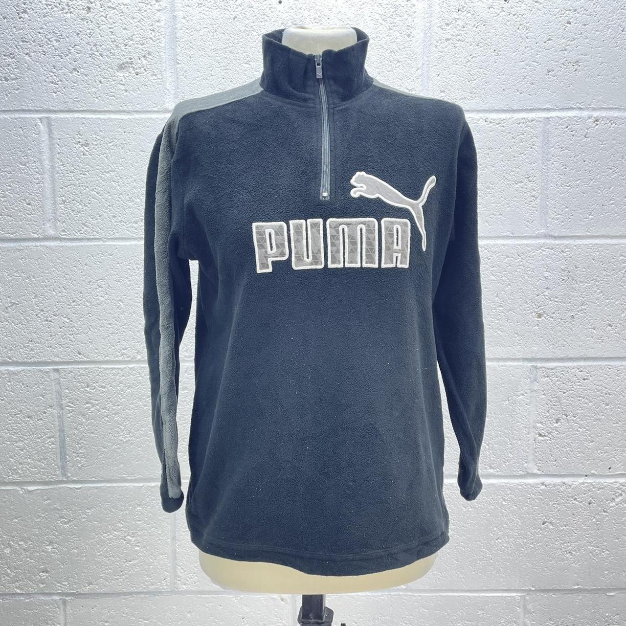 PUMA BLACK FLEECE JUMPER Y2K GREY SPELLOUT... - Depop