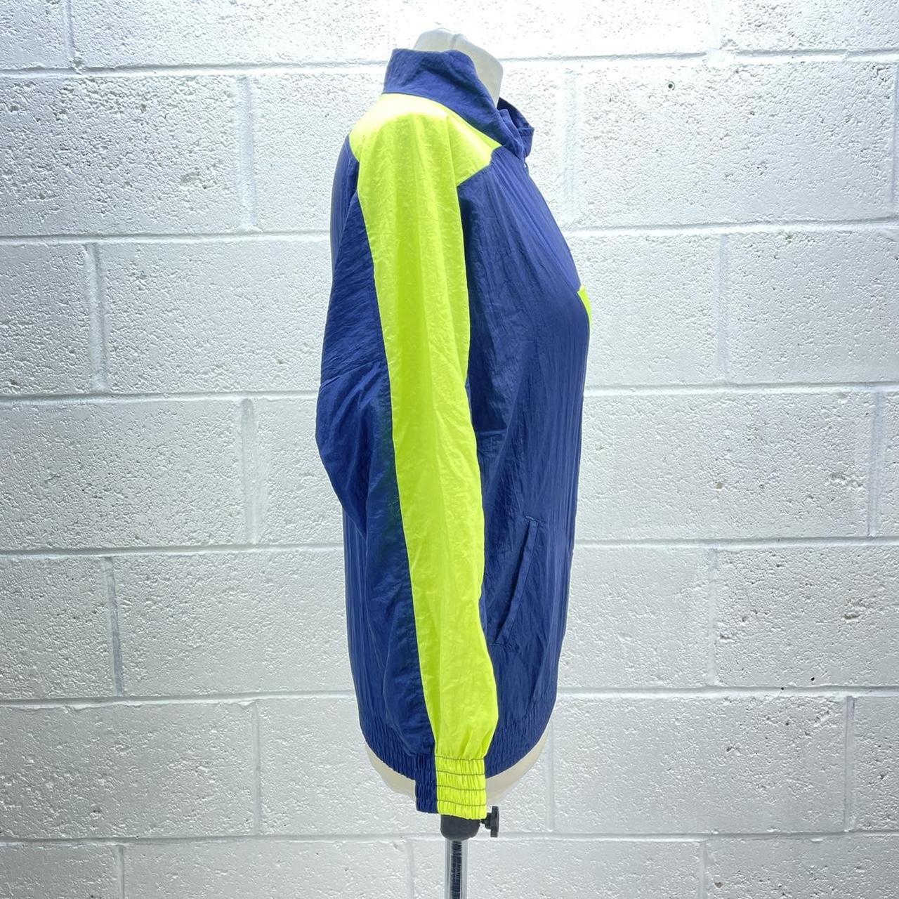 UMBRO VINTAGE SHELL JACKET NAVY NEON GREEN HALF ZIP... - Depop