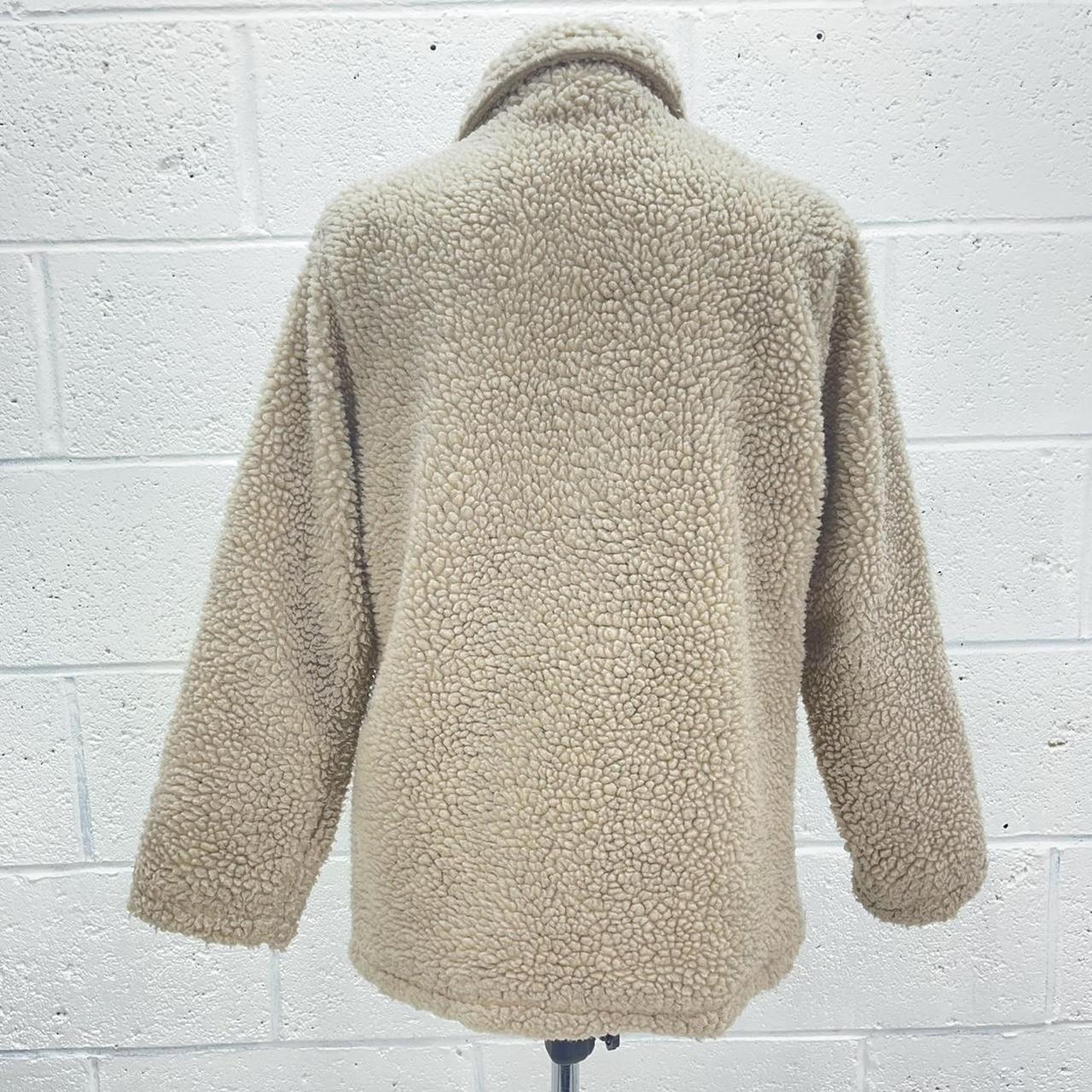 DAMART CREAM BORG JACKET COAT WOOLY OVERSIZED COLLAR... - Depop