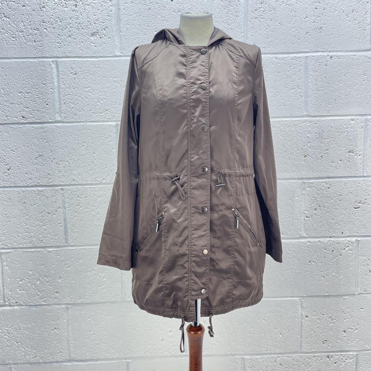 BHS CHOCOLATE SATIN RAINCOAT VINTAGE DRAWSTRING... - Depop