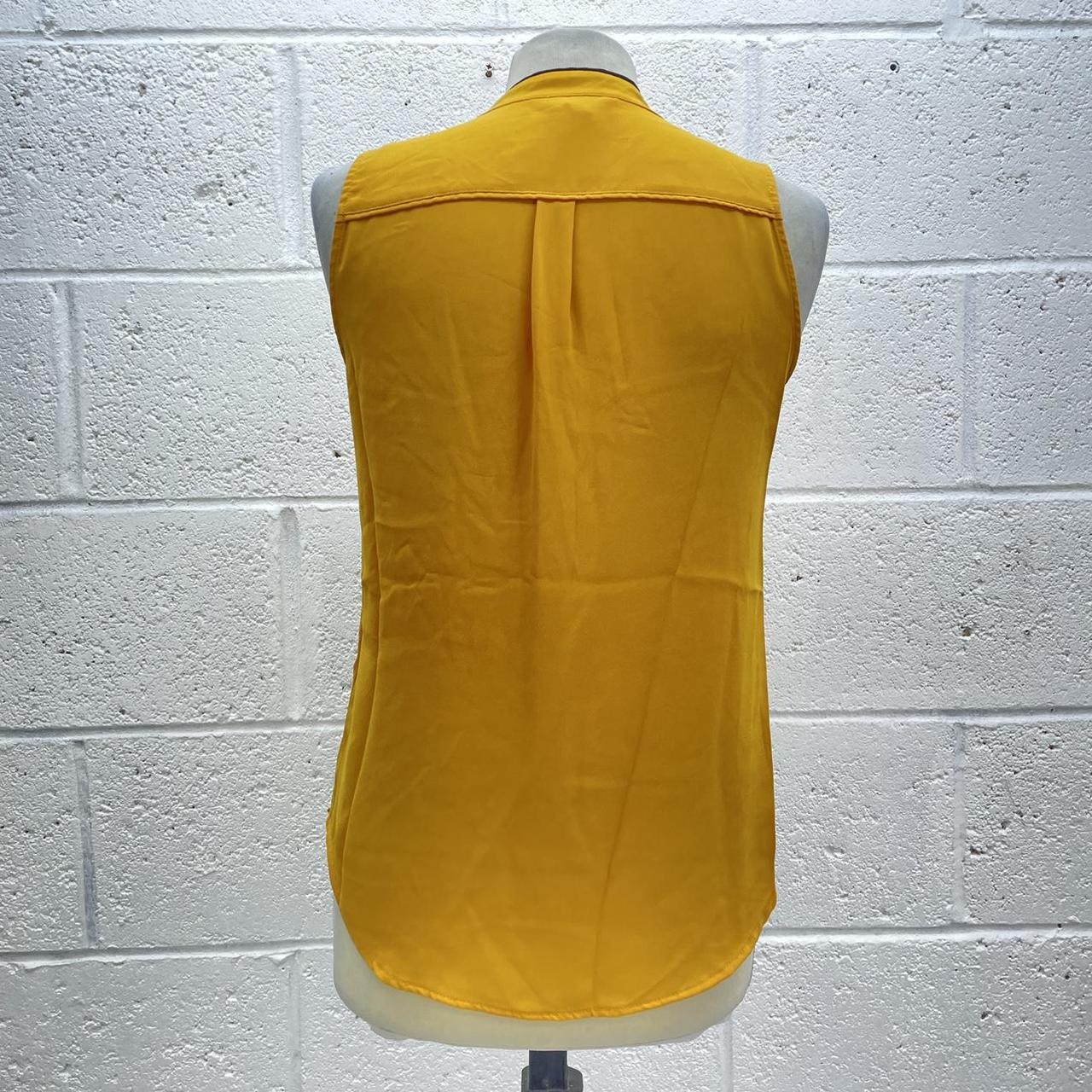 H&M MUSTARD VEST TOP CHIFFON SHEER BUTTON UP POCKET... - Depop