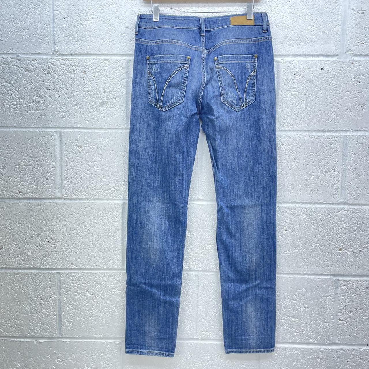 HARPER BLUE STRAIGHT LEG RIPPED JEANS VINTAGE WASHED... - Depop