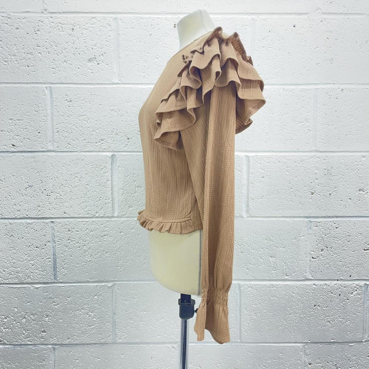 GEORGE TAN CRINKLE VICTORIAN TOP FRILL SHOULDER LONG... - Depop