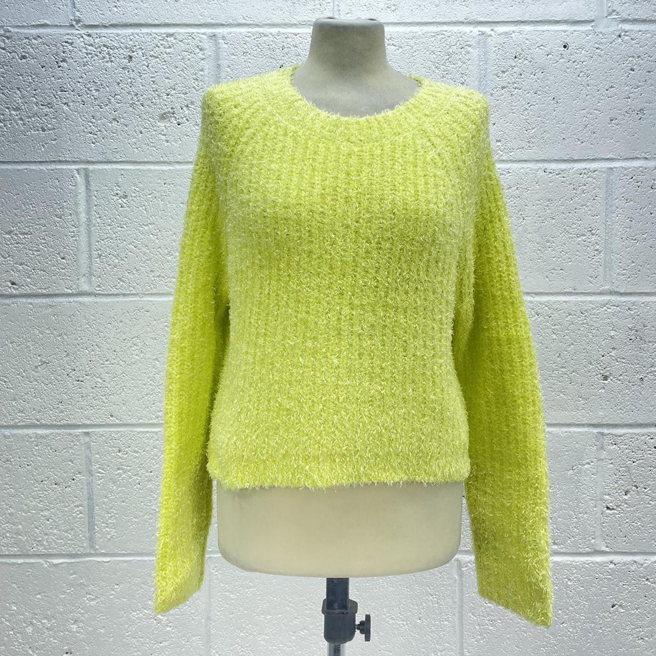 NEW LOOK YELLOW KNITTED JUMPER SHINY SWEATER WOOL... - Depop