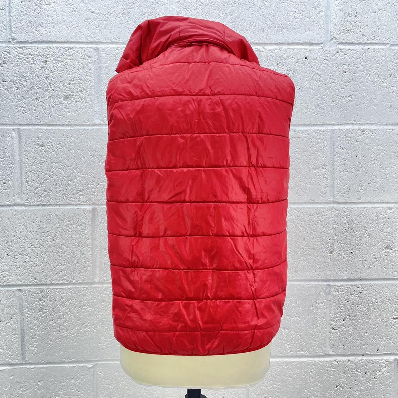 XIANG RED PUFFER GILET JACKET HOODED SLEEVELESS VEST... - Depop
