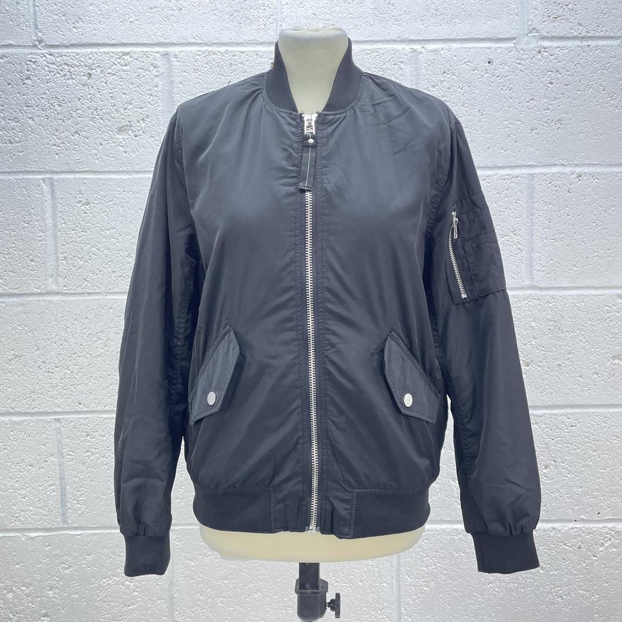 LOGG BLACK SATIN BOMBER JACKET BASEBALL ZIP UP... - Depop