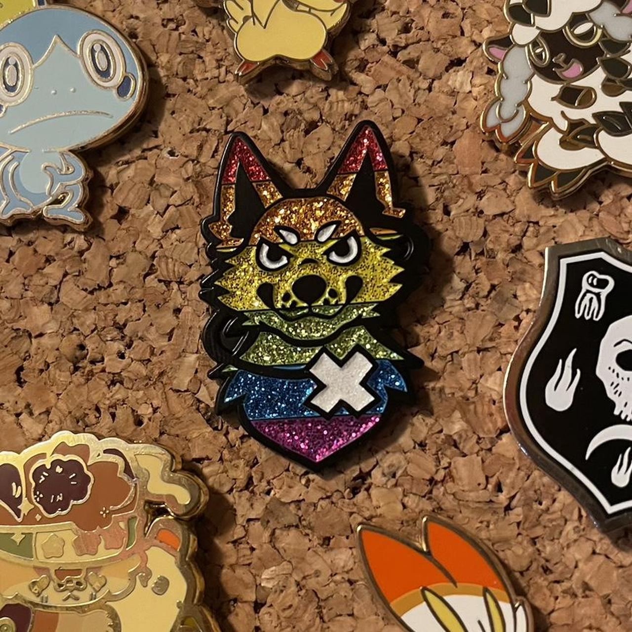 Nomad complex pride rainbow wolf furry pin with back - Depop