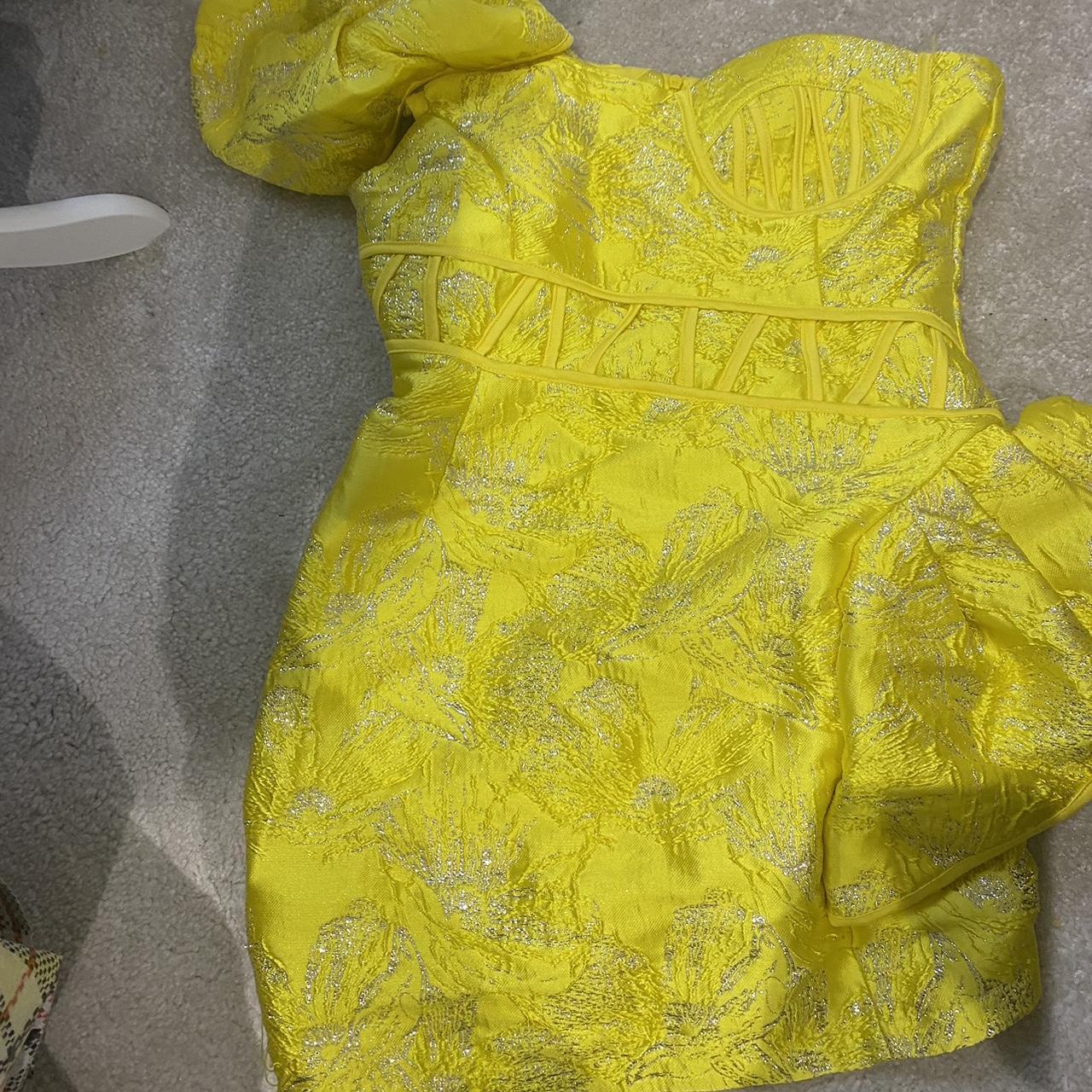 Womens Yellow And Silver Dress Depop