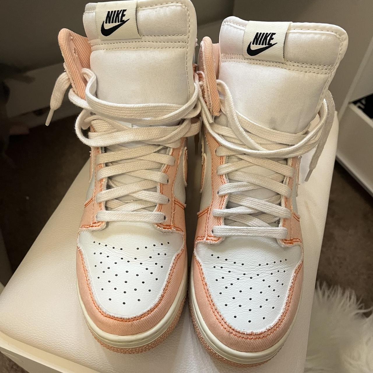 Pink Nike dunks high tops🤍 Women’s size 7 Worn once,... - Depop
