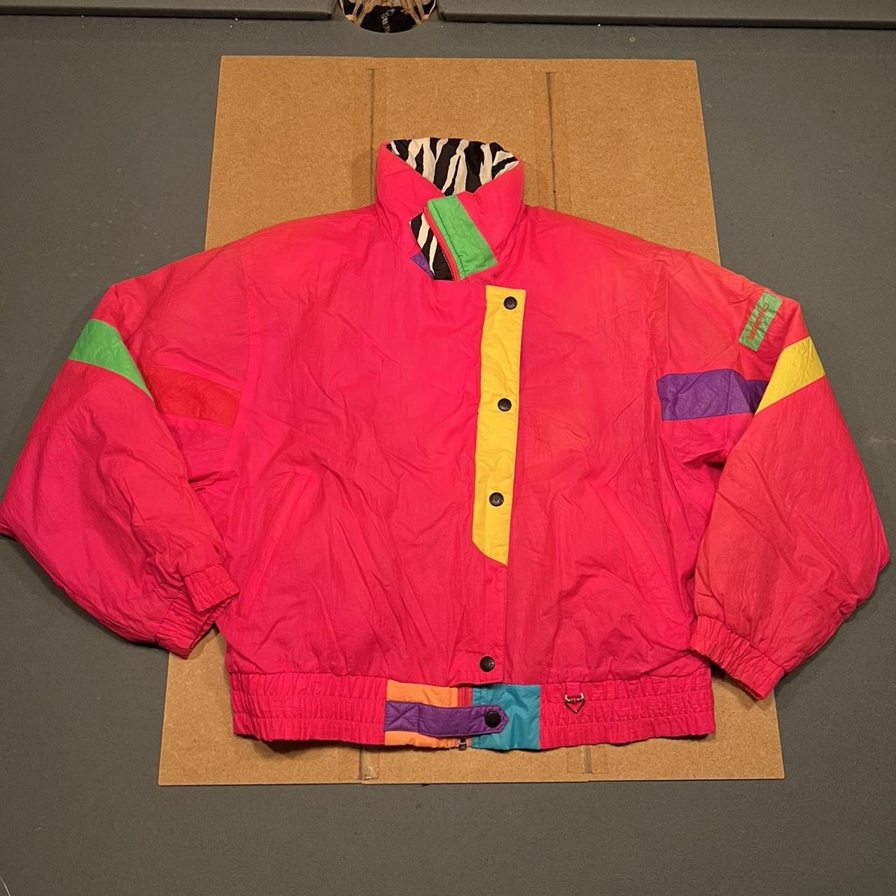 Vintage 90s Obermeyer neon ski zip up jacket size 10... - Depop