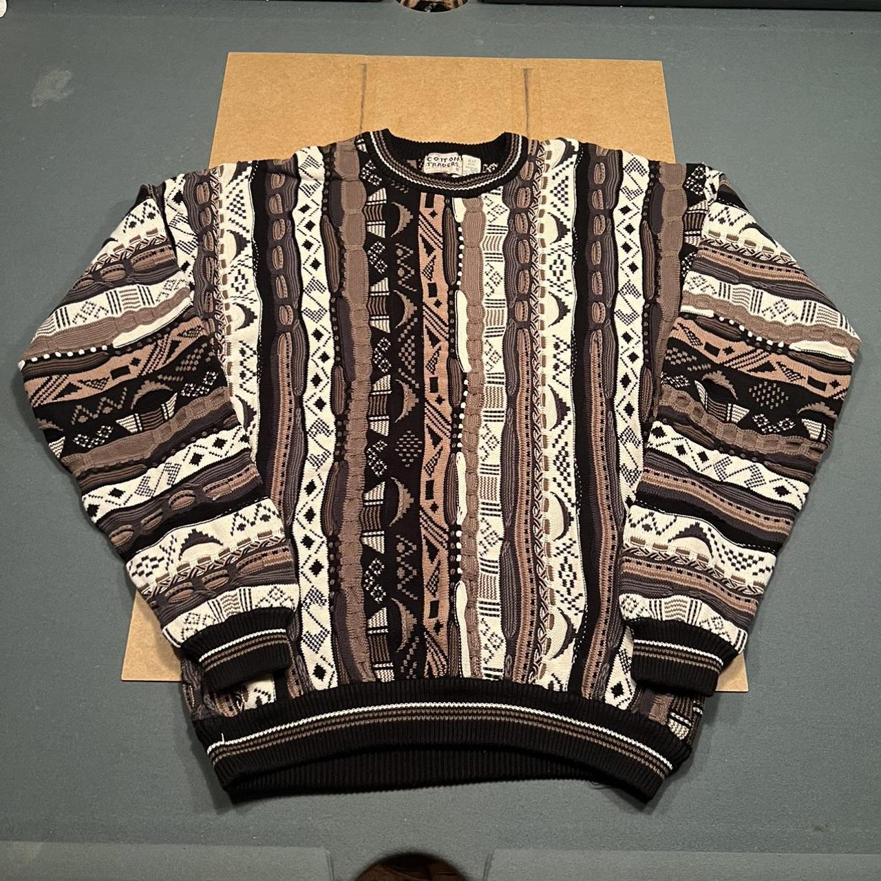 Vintage 90s cotton traders patterned sweater size... - Depop