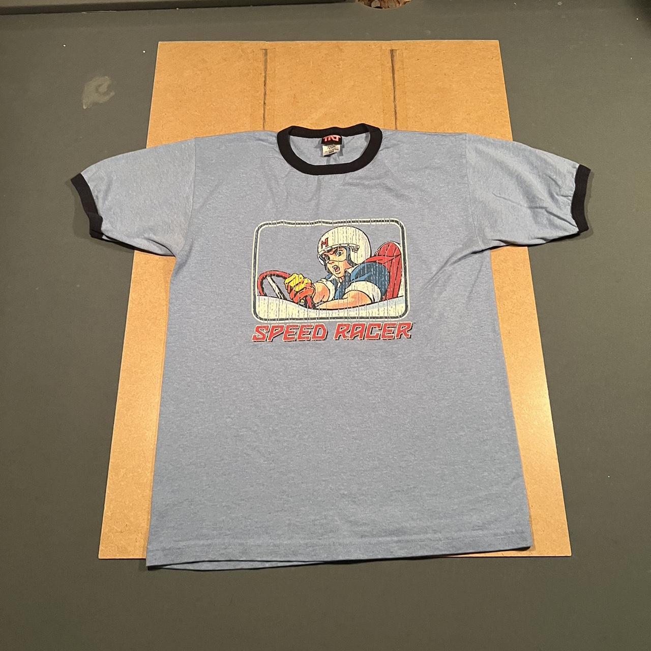 Y2K, speed racer, graphic shirt, ringer shirt, size... - Depop