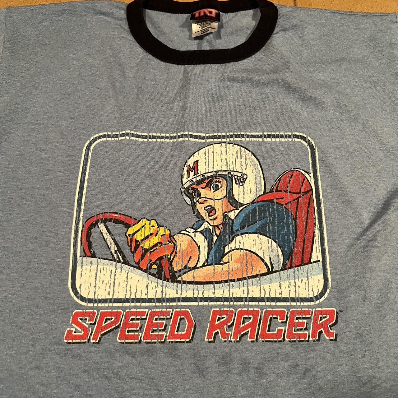 Y2K, speed racer, graphic shirt, ringer shirt, size... - Depop