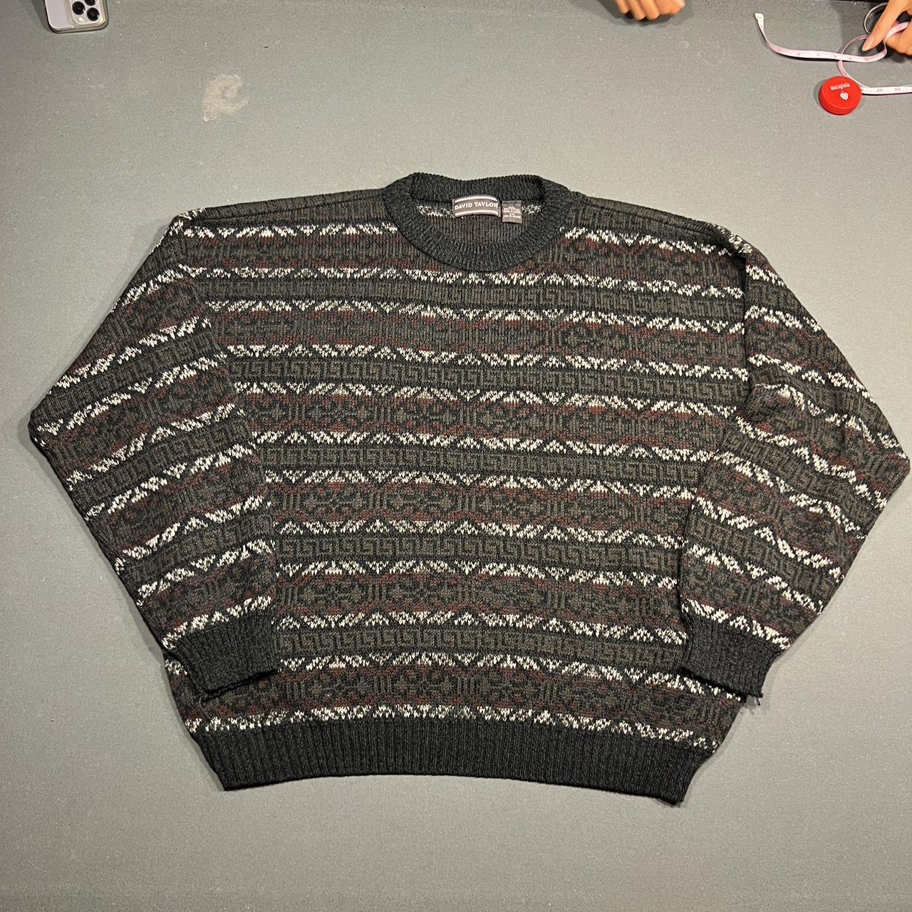 Vintage 90s David Taylor knit pullover sweater size... - Depop