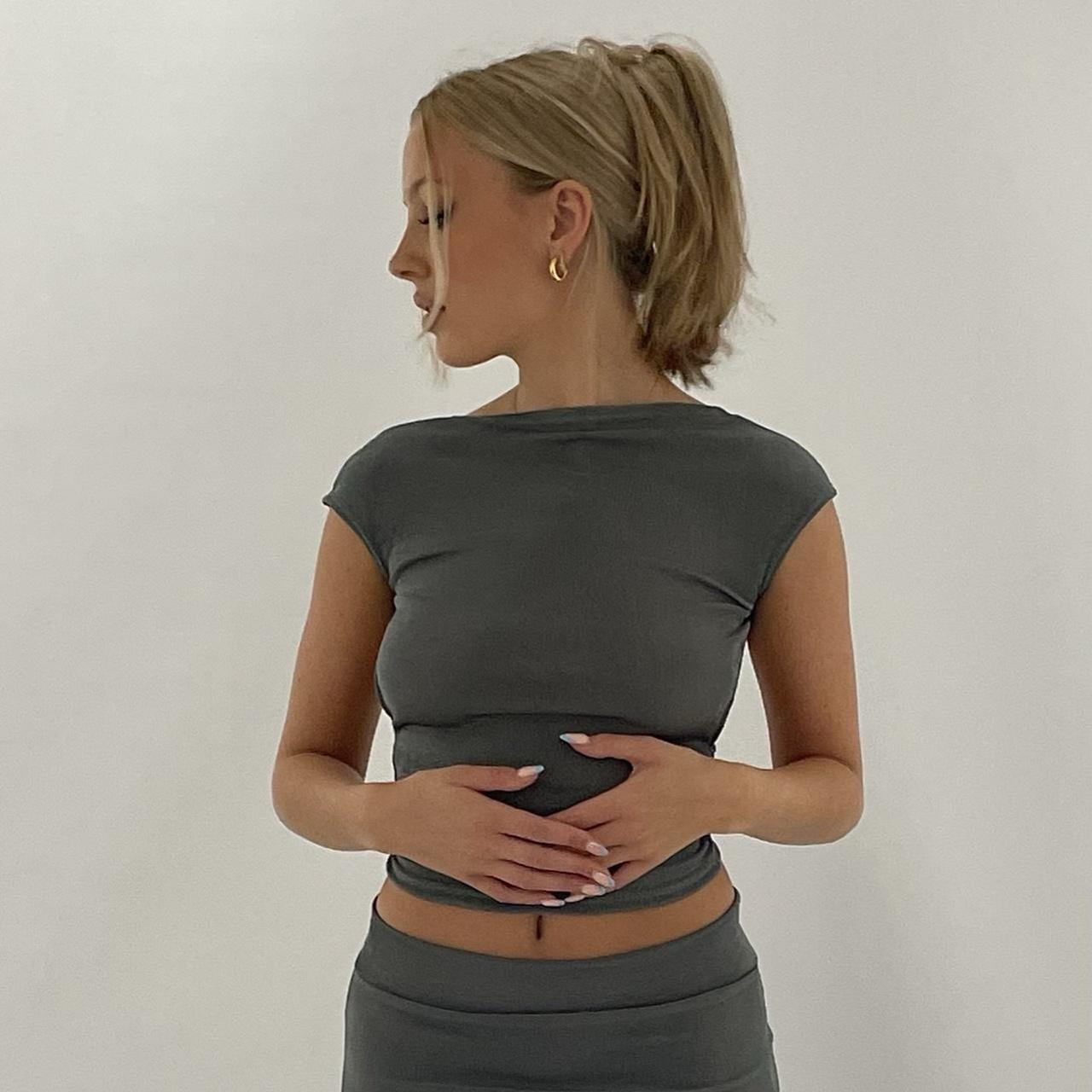 Women's Grey Crop-top | Depop