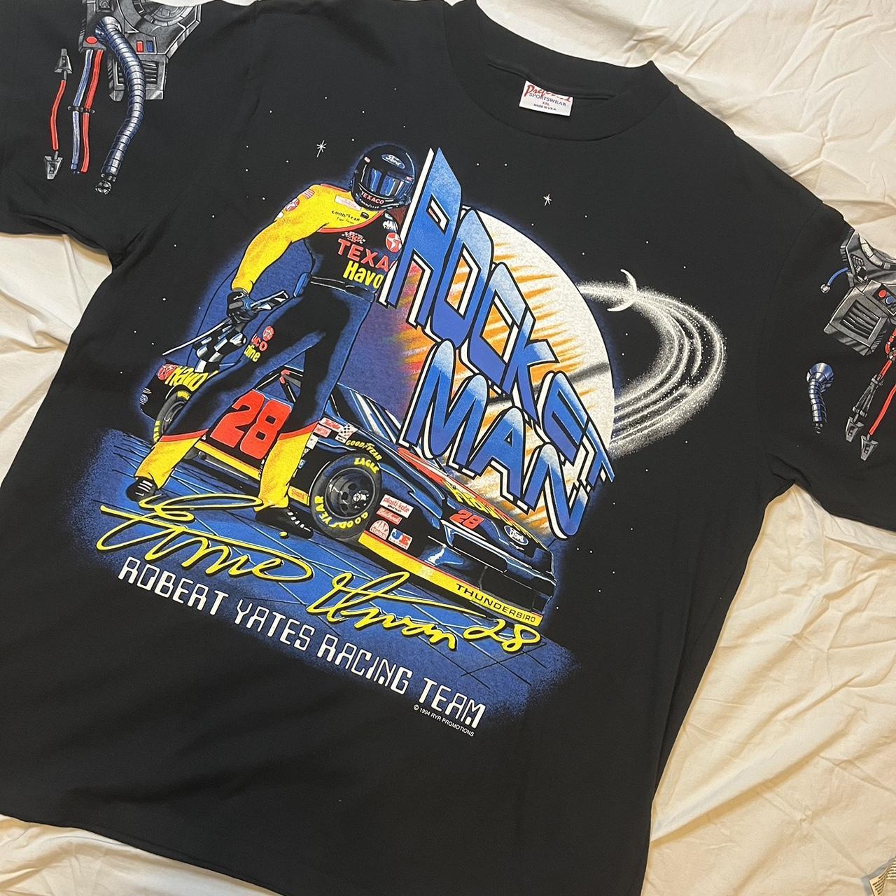 Vtg 90s RARE YATES ROCKET MAN RACING NASCAR AOP all... - Depop