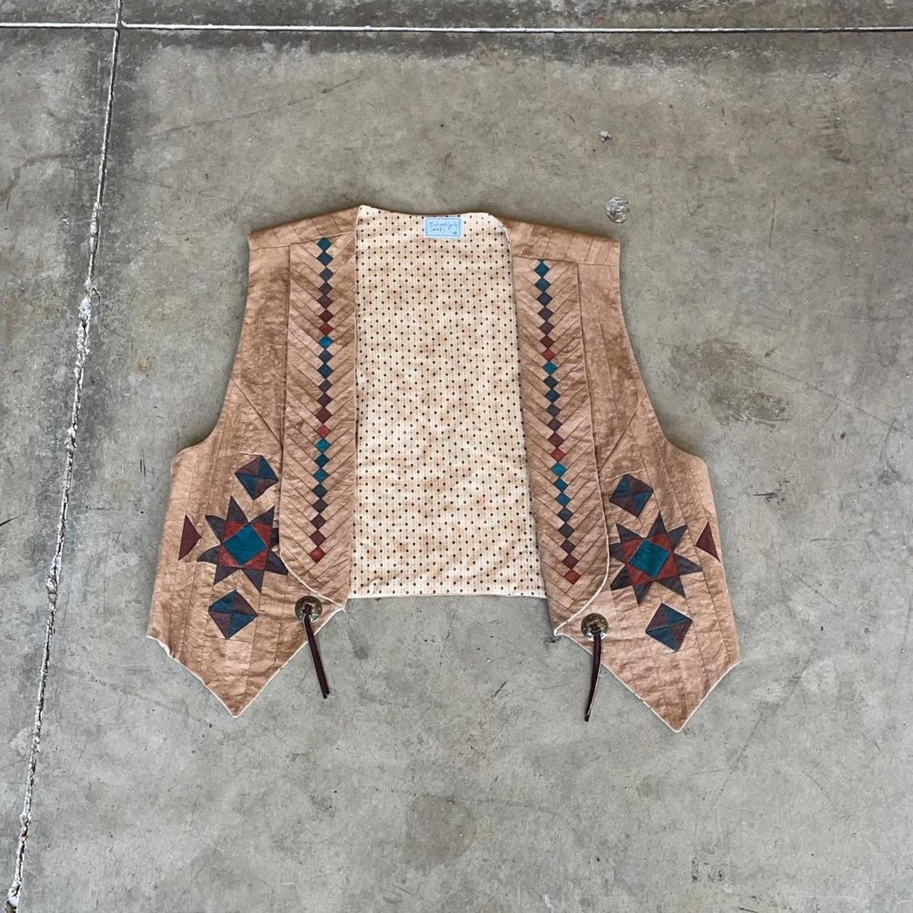 Vintage Aztec Cowboy vest Size M - Depop