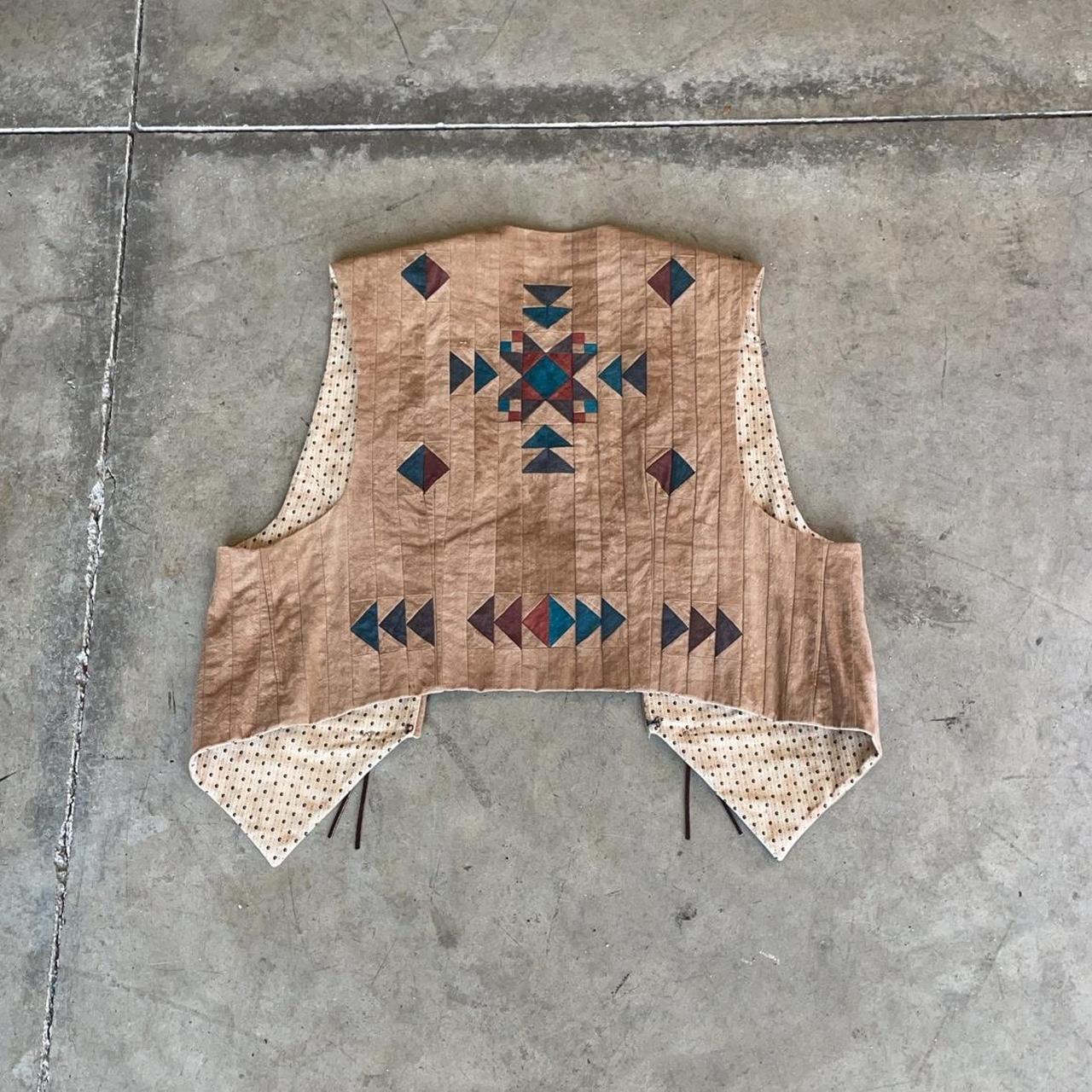 Vintage Aztec Cowboy vest Size M - Depop