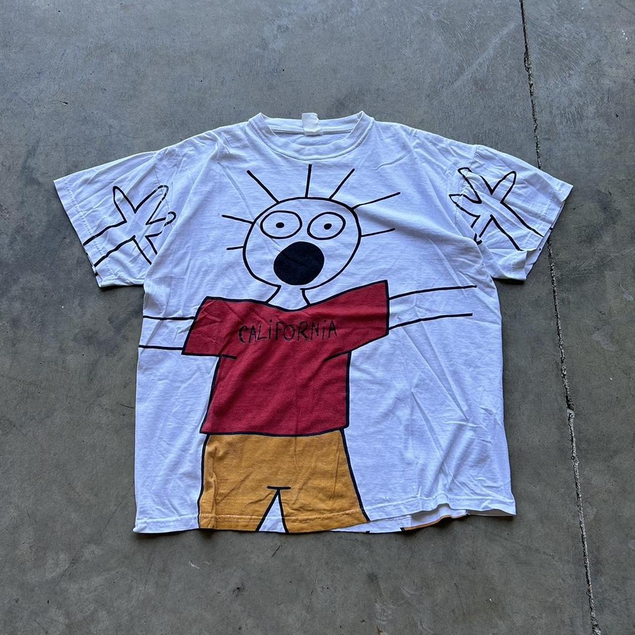 Vintage California scared guy t shirt - white and... - Depop