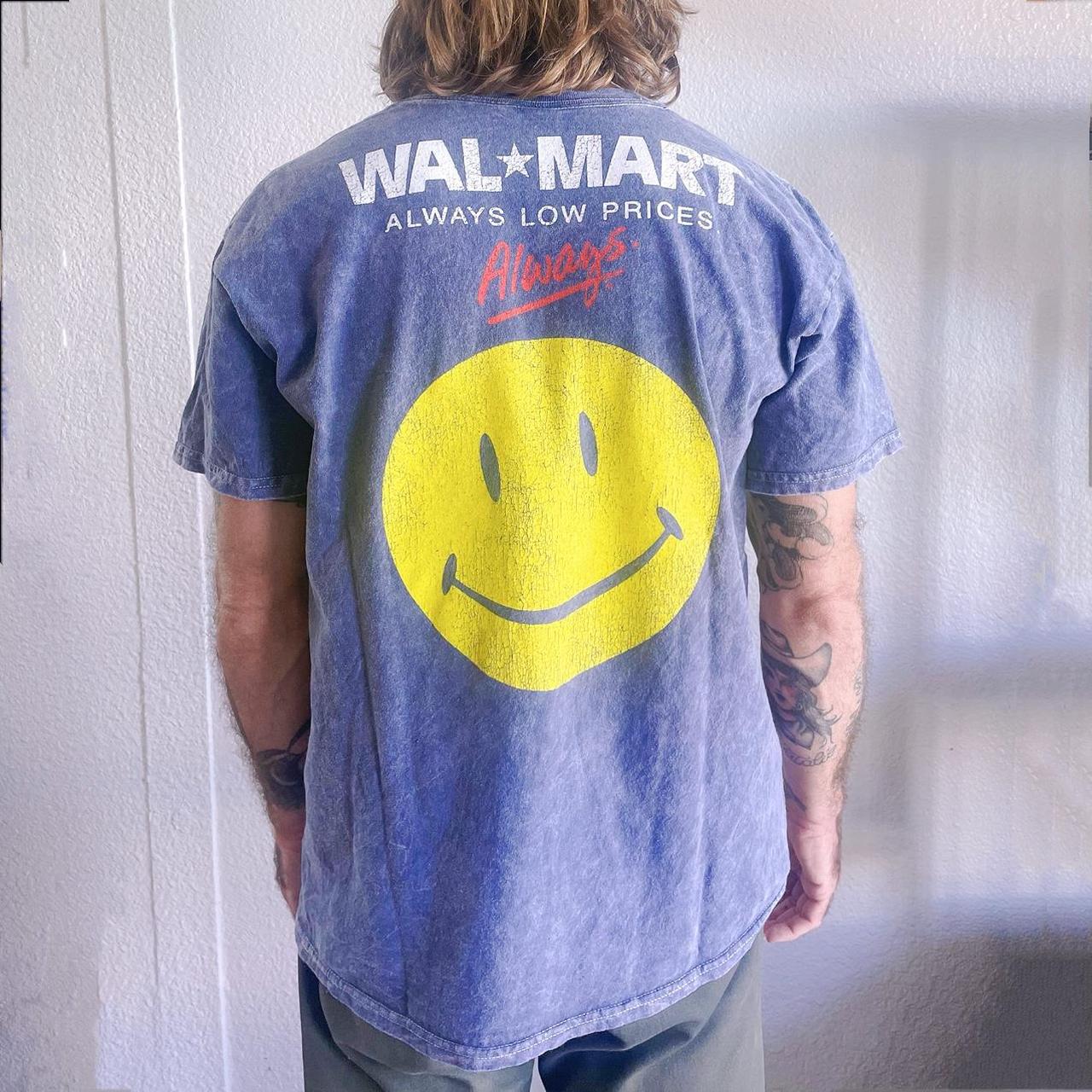 faded heather gray walmart wal*mart 1990s smiley... | Depop