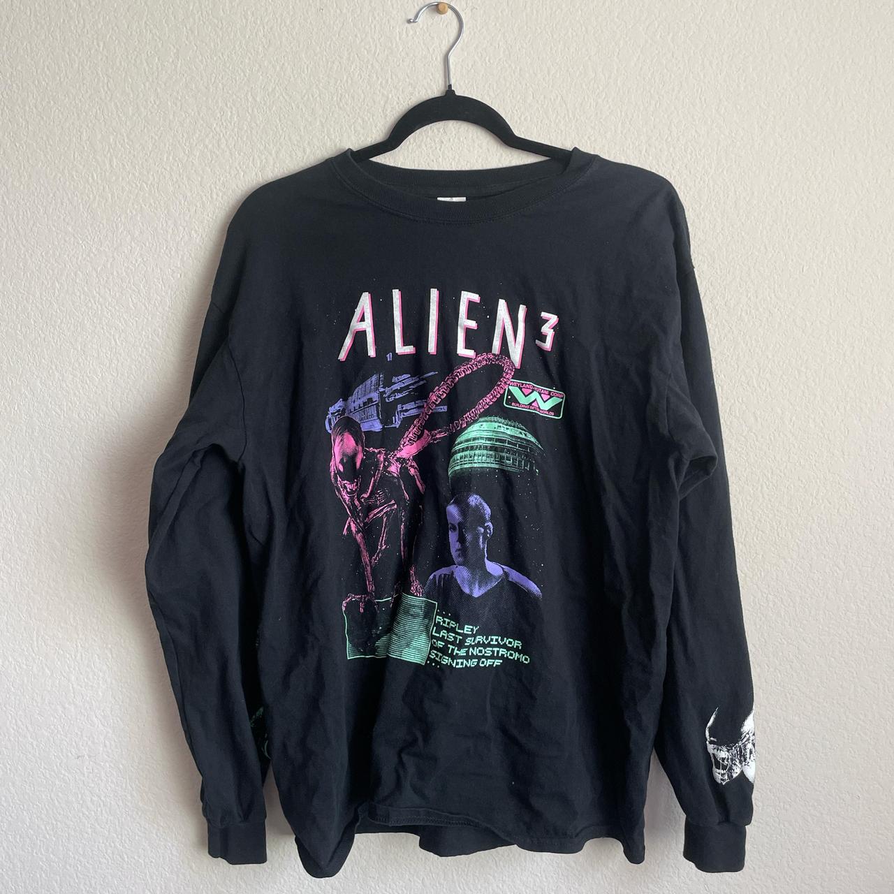 alien 3 movie graveyard goods long sleeve black pink... | Depop