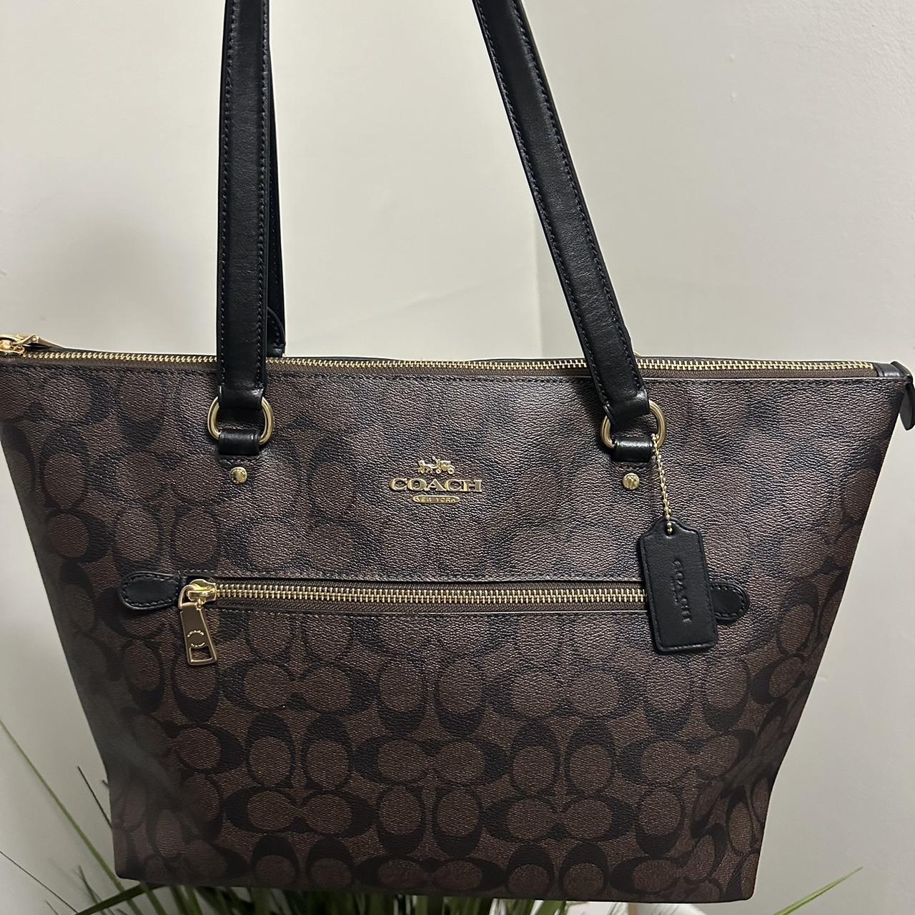 Coach brown tote bag with zipper - Depop